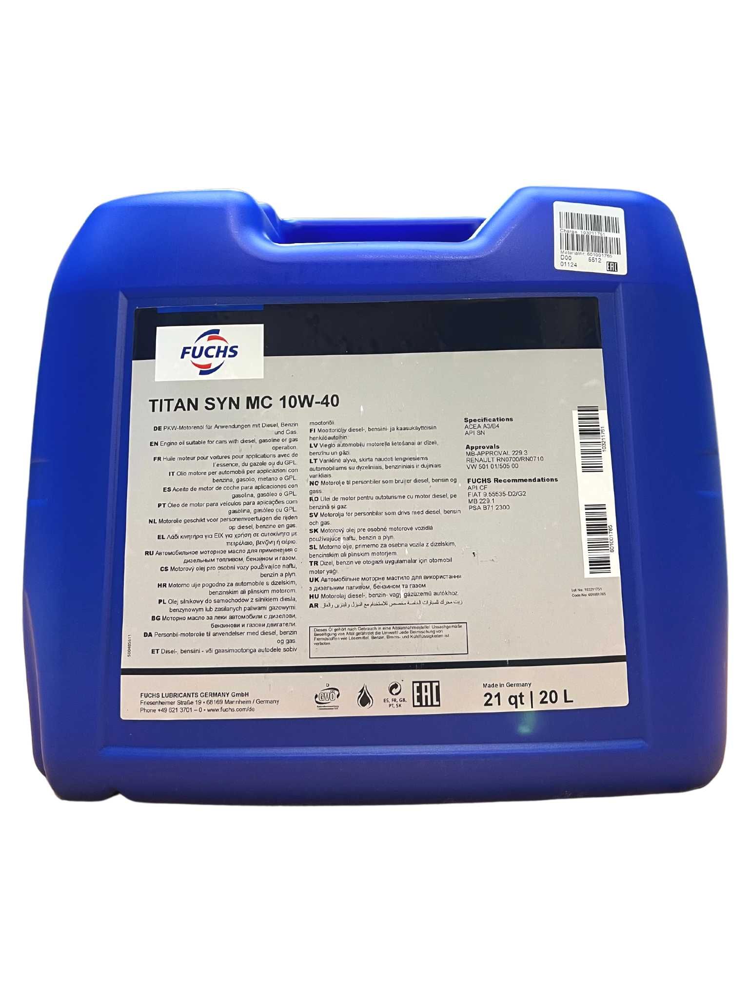Fuchs Titan Syn MC 10W-40 20 Liter | G29794922